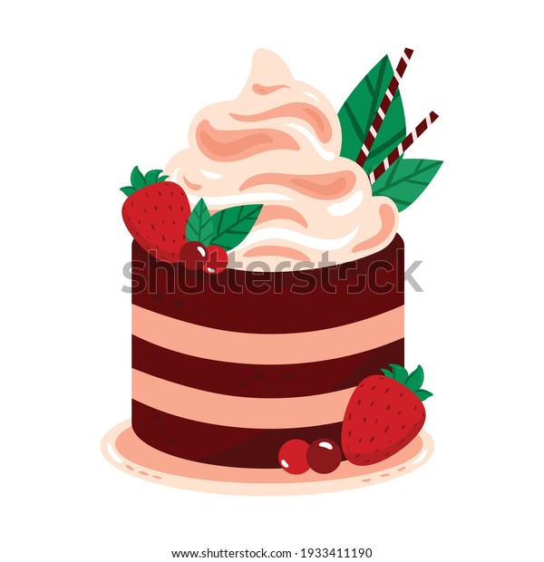 Sweet Delicious Mini Cake Cartoon Style Stock Vector (Royalty Free ...