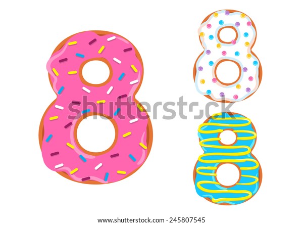 Sweet donut font vector.Number 8 Sweet donut font vector.Number 8