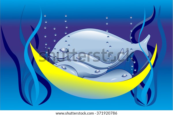 Sweet Dreams Vector Illustration Sleeping Whales Stock Vector (Royalty ...