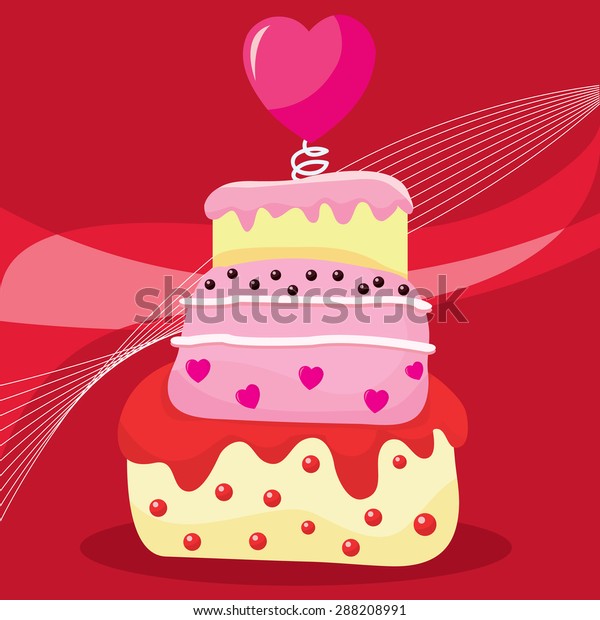 Sweet Heart Shaped Cake Topper On Stock Vector (Royalty Free) 288208991 ...