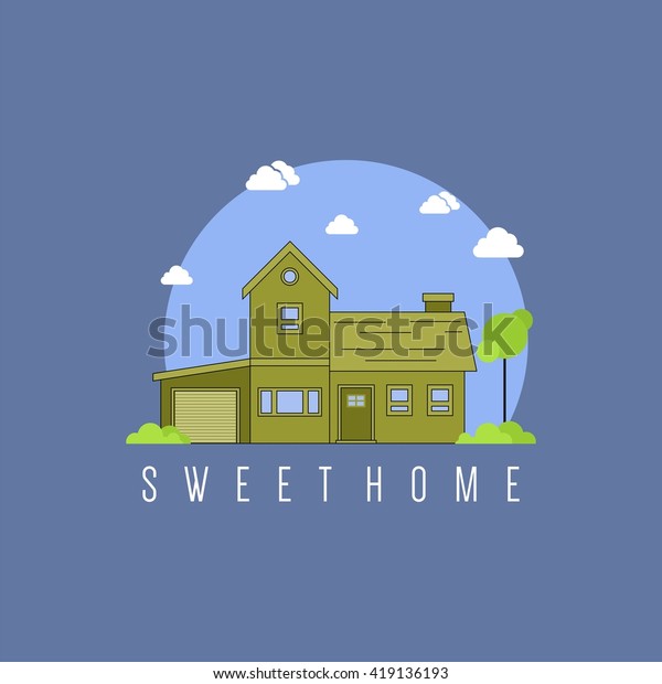 Sweet Home Illustration Stock Vector (Royalty Free) 419136193 ...