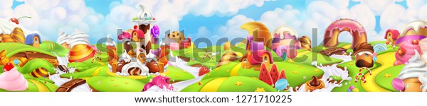 Sweet Land Panorama Landscape Vector Background Stock Vector (Royalty ...