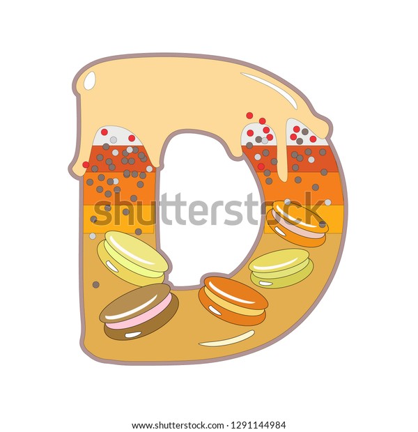 Sweet Letter D Glazed Biscuitmacarons Confetti Stock Vector (Royalty ...