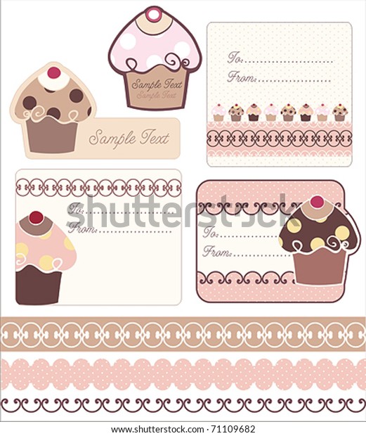 Sweet Tag Borders Designs Cupcake Stock Vector (Royalty Free) 71109682
