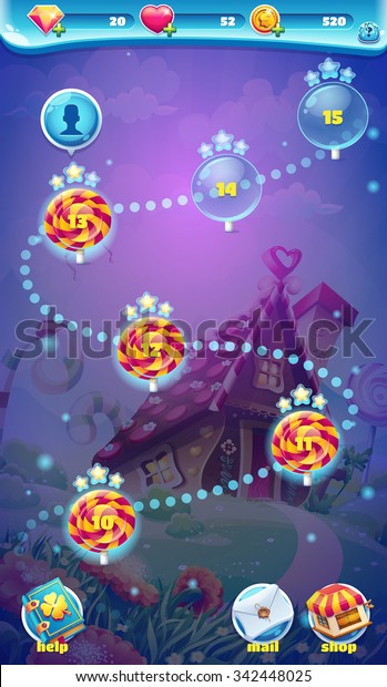 Sweet World Mobile Game User Interface Stock Vector (Royalty Free ...