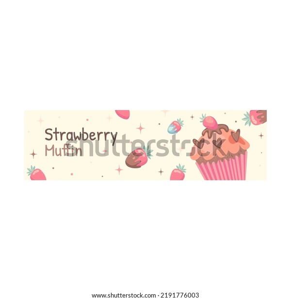 Sweets Banner Strawberry Muffin Vector Illustration Stock Vector ...
