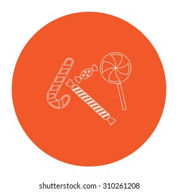 Sweets Candies Flat Outline White Pictogram Stock Vector (Royalty Free ...
