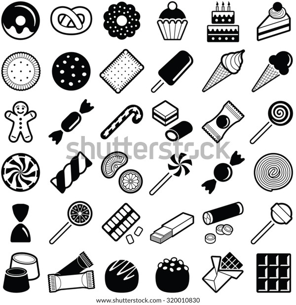 Sweets Candies Icons Collection Vector Illustration Stock Vector ...