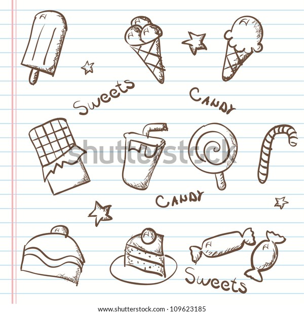 Sweets Candy Doodle Icons Stock Vector (Royalty Free) 109623185 ...