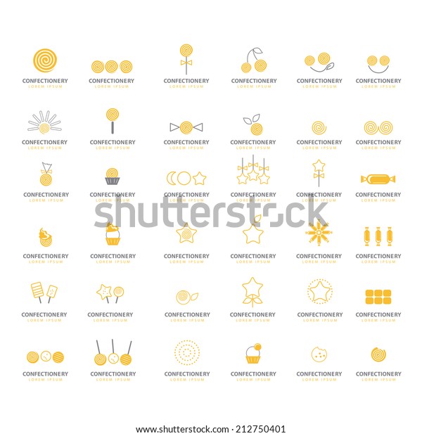 Sweets Icons Set Isolated On White Stock Vector (Royalty Free) 212750401