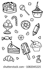 Sweets Set Hand Drawn Sketch Black Stock Vector (Royalty Free ...