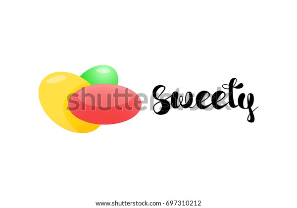 Sweety Hand Lettering Candy Brush Ink: เวกเตอร์สต็อก (ปลอดค่าลิขสิทธิ์ ...
