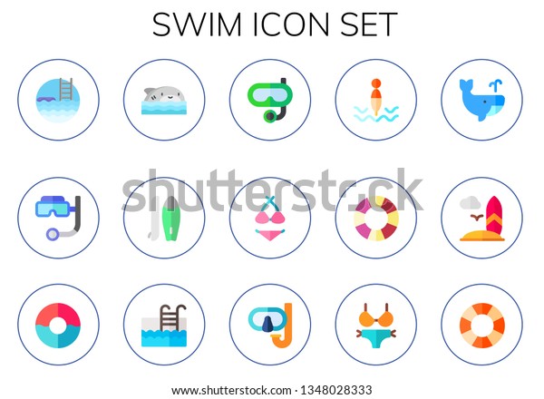 Swim Icon Set 15 Flat Swim Stock Vector (Royalty Free) 1348028333 ...