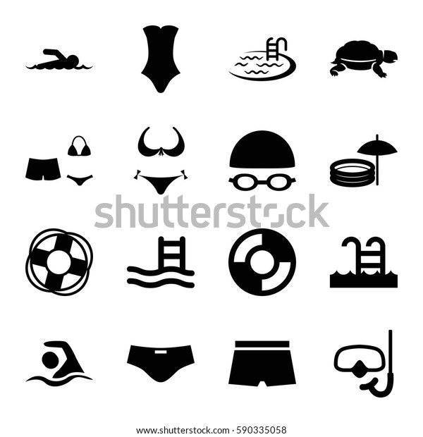Swim Icons Set Set 16 Swim Stock Vector (Royalty Free) 590335058 ...