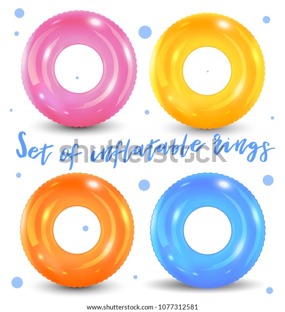 Swim Rings Set Inflatable Rubber Toy Stock Vector (Royalty Free) 1077312581