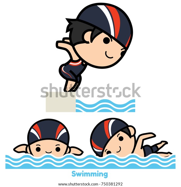 Swimmer Cartoon Vector Illustration Isolated On Stock Vector (Royalty ...