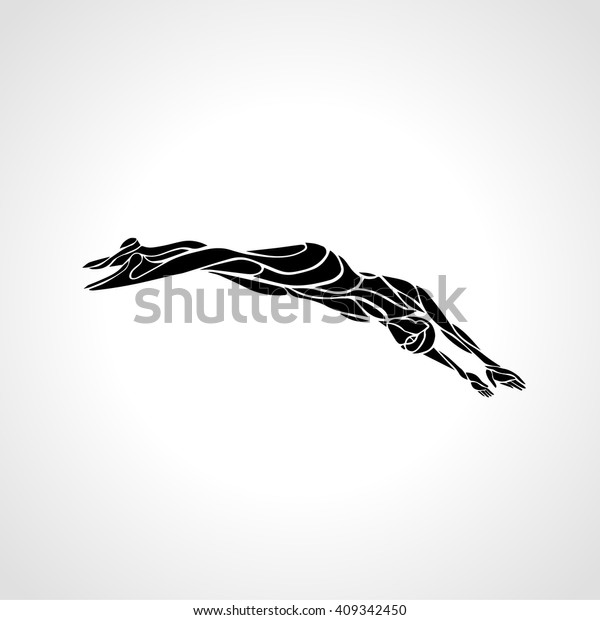 Swimmer Diving Into Swimming Pool: vector de stock (libre de regalías ...