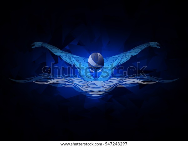 Swimmer Man Blue Stock Vector (Royalty Free) 547243297