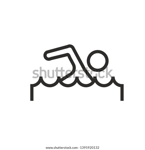 Swimmer Vector Icon Swimming Symbol Linear Stock Vector (Royalty Free ...
