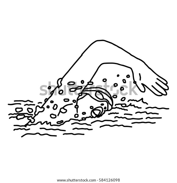 Swimmer Vector Illustration Sketch Hand Drawn Stock Vector (Royalty ...