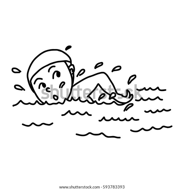 Swimmer Vector Illustration Sketch Hand Drawn Stock Vector (Royalty ...