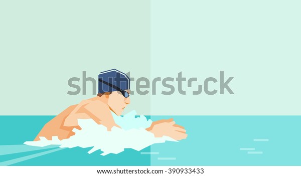 Swimmer Vector Illustration Swimming Man Swimming Stock Vector (Royalty ...