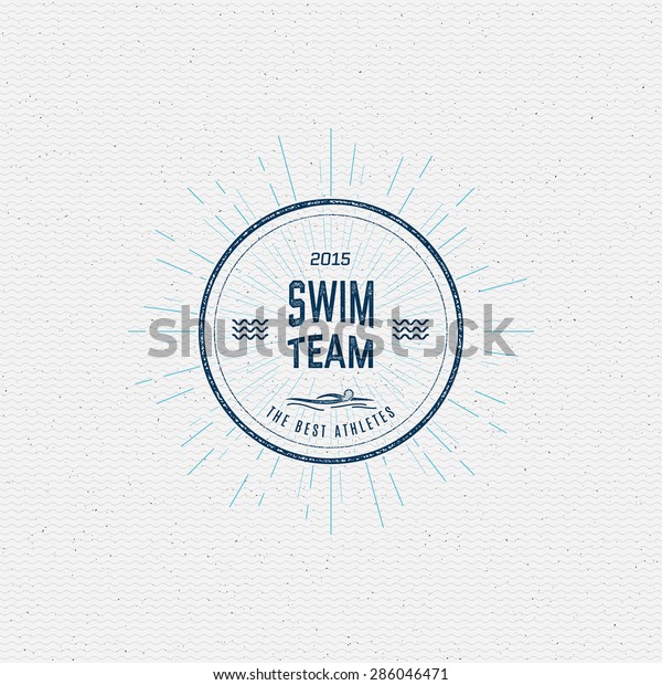 Swimming Badges Logos Labels Any Use: vector de stock (libre de ...