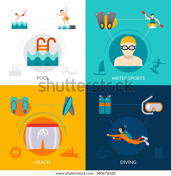 Swimming Design Concept Set Water Sports: vector de stock (libre de ...