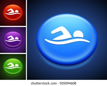 Swimming On Blue Round Button Stock Vector (Royalty Free) 505094608 ...