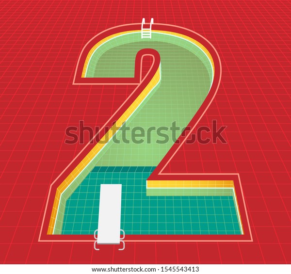 Swimming Pool Number 2 Two Character Stock Vector (Royalty Free ...