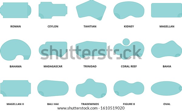 Swimming Pool Shapes Vector Icons Stock Vector (Royalty Free) 1610519020