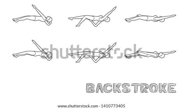 Swimming Pool Style Backstroke Motion Sequence Stock Vector (Royalty ...