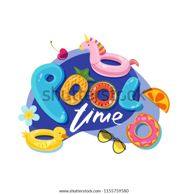 Swimming Pool Time Cute Letters Vector Stock Vector (Royalty Free ...