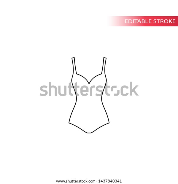 Swimsuit Women Thin Line Vector Drawing Stock Vector (Royalty Free ...