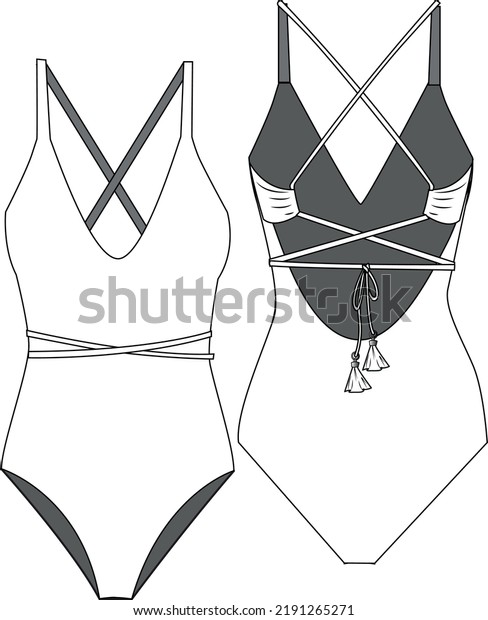 Swimsuits Technical Drawing Binding Details Swim Stock Vector (Royalty ...