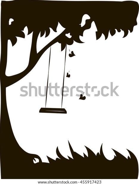 Swing On Tree Stock Vector (Royalty Free) 455917423