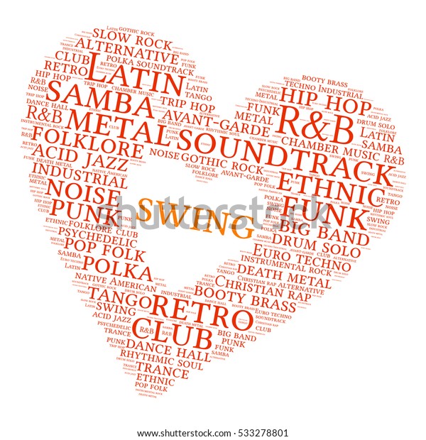 Swing Word Cloud Heart White Background Stock Vector (Royalty Free ...