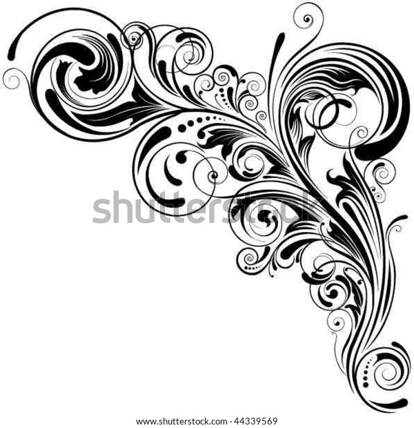 Swirl Floral Design Stock Vector (Royalty Free) 44339569