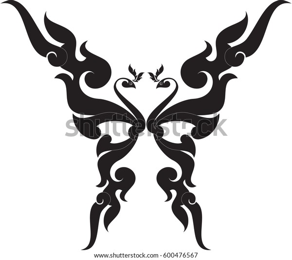 Swirl Floral Phoenix Butterfly Vector Illustration Stock Vector ...
