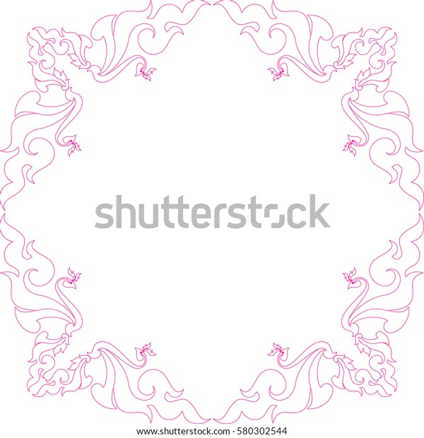 Swirl Floral Phoenix Frame Vector Illustration Stock Vector (Royalty ...