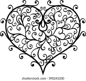 Swirl Vector Heart Isolated Stock Vector (Royalty Free) 390241030 ...