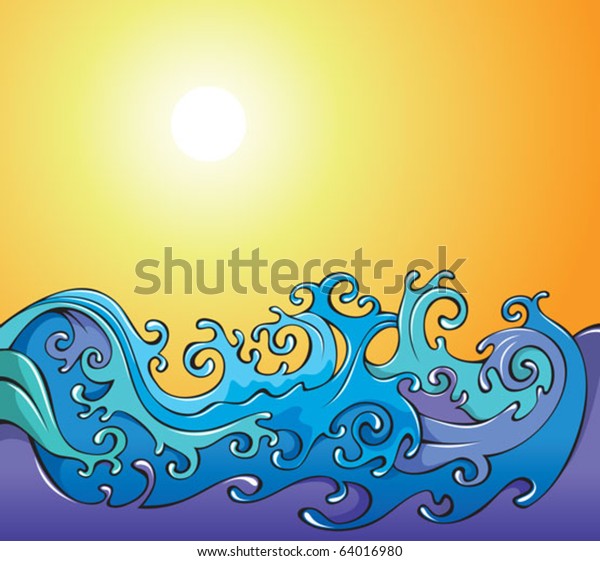 Swirling Sea Waves Cartoon Vector Illustration Stock Vector (Royalty ...