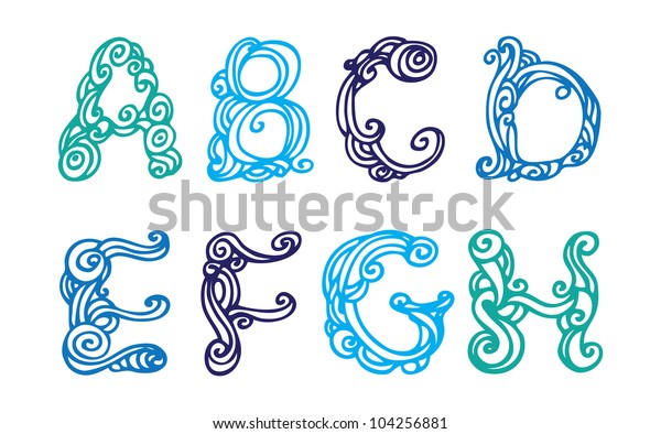 Swirly Hand Drawn Font Vector Letters Stock Vector (Royalty Free ...