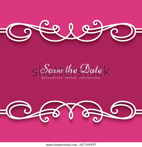 Swirly vector frame with lace border vignette, cutout paper decoration ...
