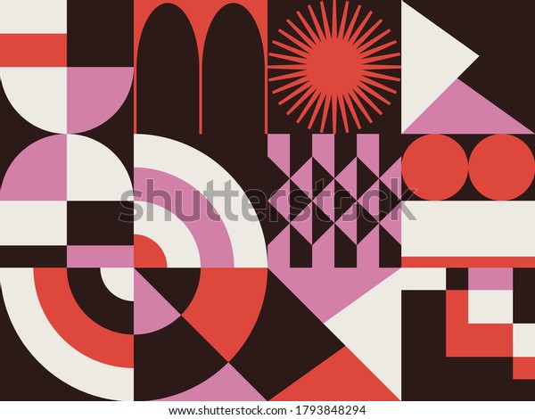 Swiss design style abstract poster layout with geometric graphics and ...
