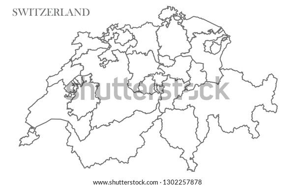 Switzerland Gray Line Map Stock Vector (Royalty Free) 1302257878 ...