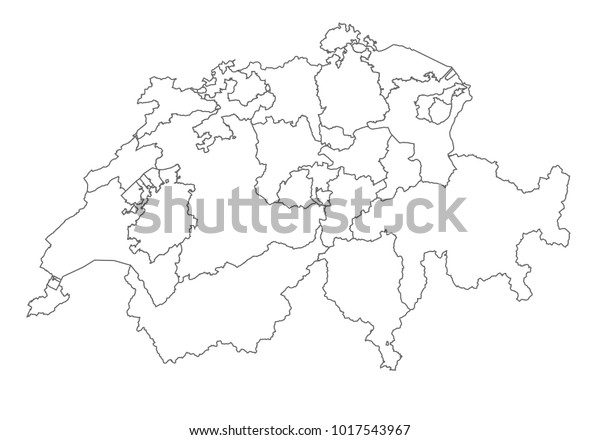 Switzerland Map Country Borders Thin Black Stock Vector (Royalty Free ...