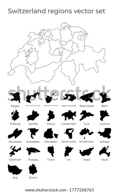 Switzerland Map Shapes Regions Blank Vector Stock Vector (Royalty Free ...