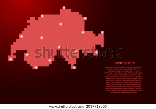 Switzerland Map Silhouette Red Square Pixels Stock Vector (Royalty Free ...