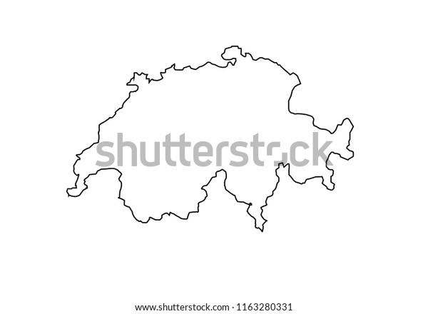Switzerland Outline Map National Borders Country Stock Vector (Royalty ...